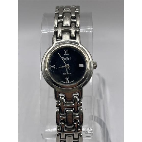 Accessories | Polini Womens Quartz Watch Silver Tone Band Black Dial ...